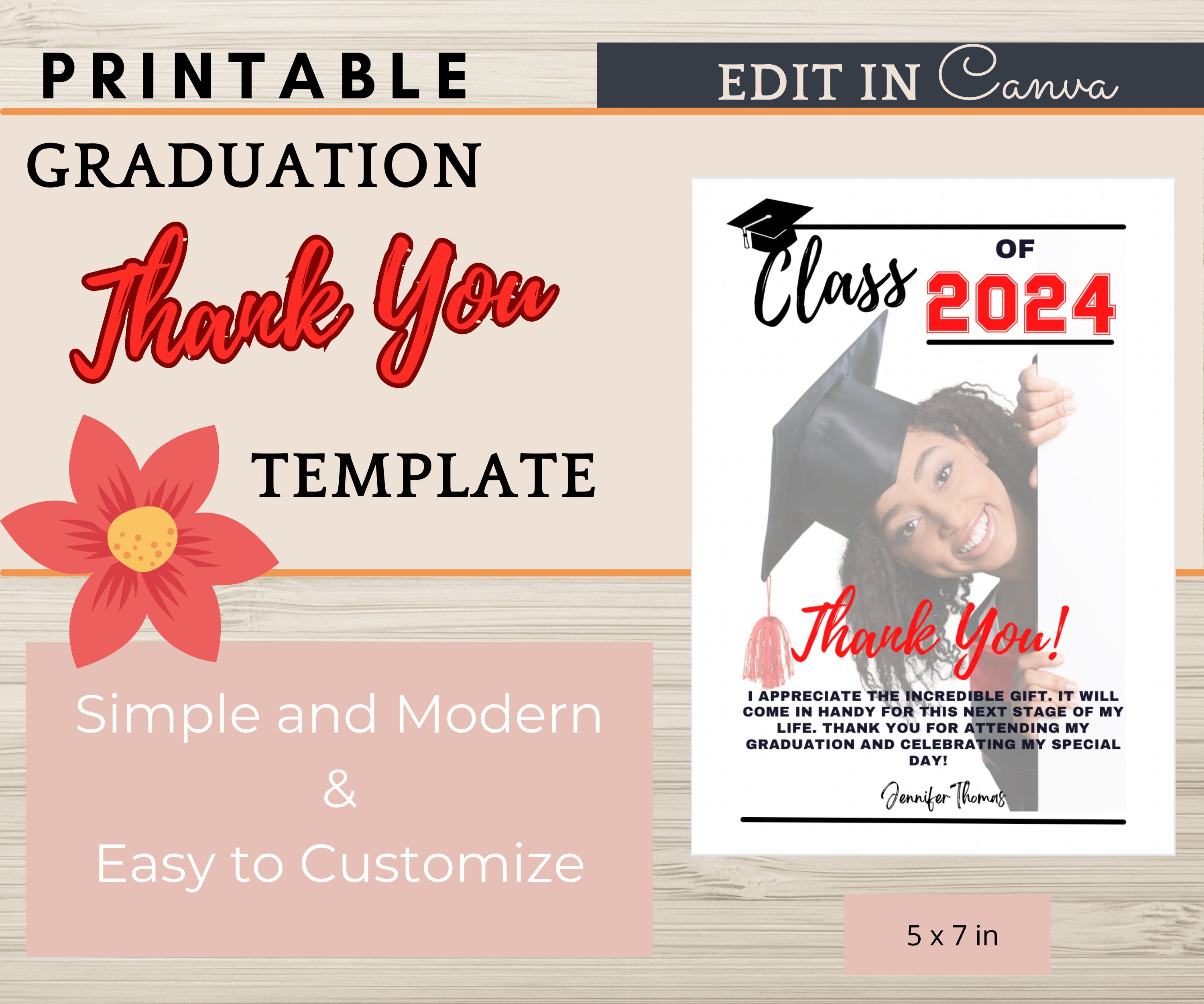 PRINTABLE Graduate Thank You Template, High School, College or ...