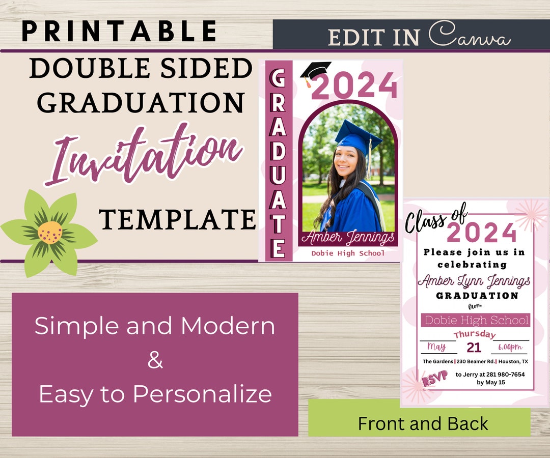 Printable Graduation Party Invitation With Photo Custom Editable ...