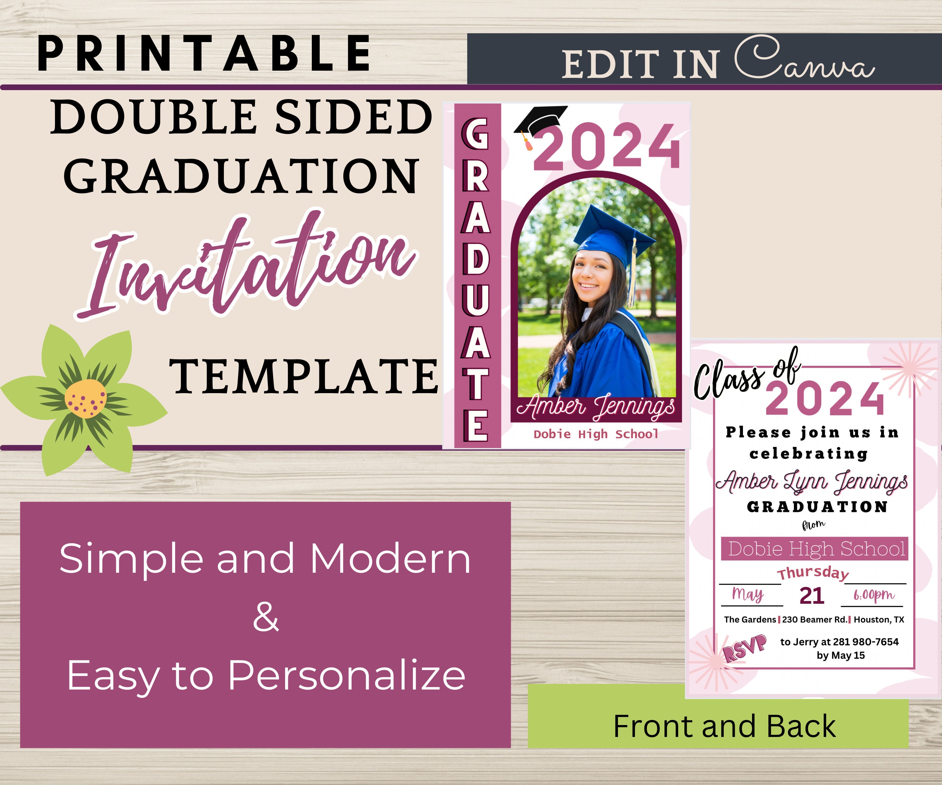 Printable Graduation Party Invitation With Photo Custom Editable ...
