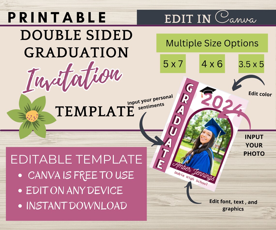 Printable Graduation Party Invitation With Photo Custom Editable ...