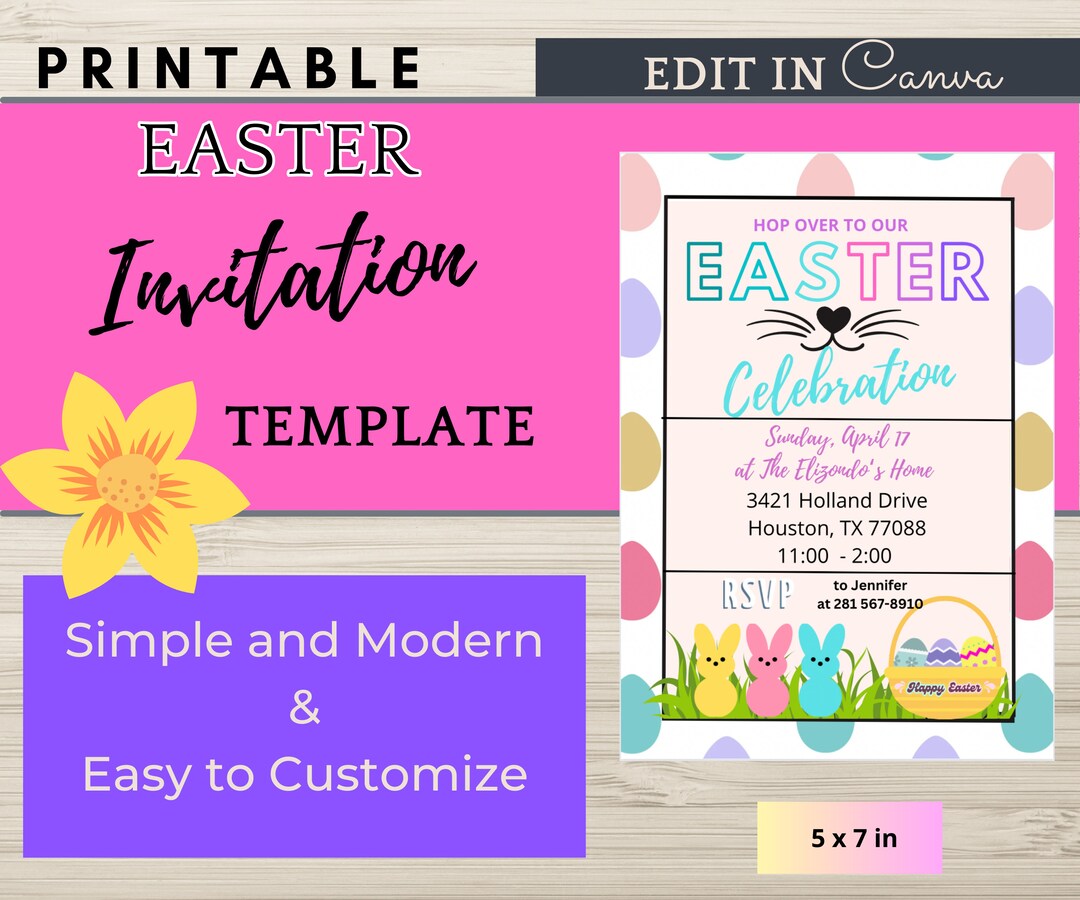 Editable Easter Invitation - Etsy