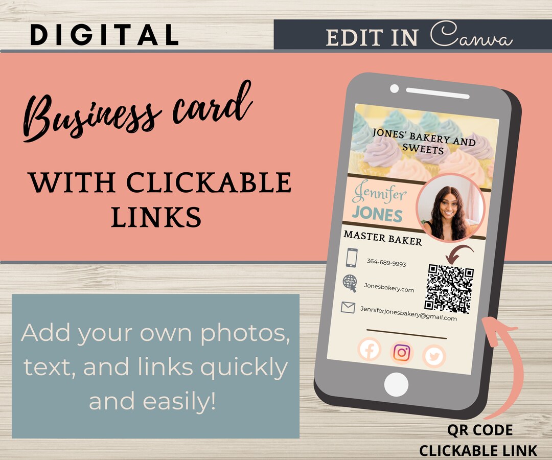 DIGITAL Business Card With QR Code, Editable Business Card, Small ...