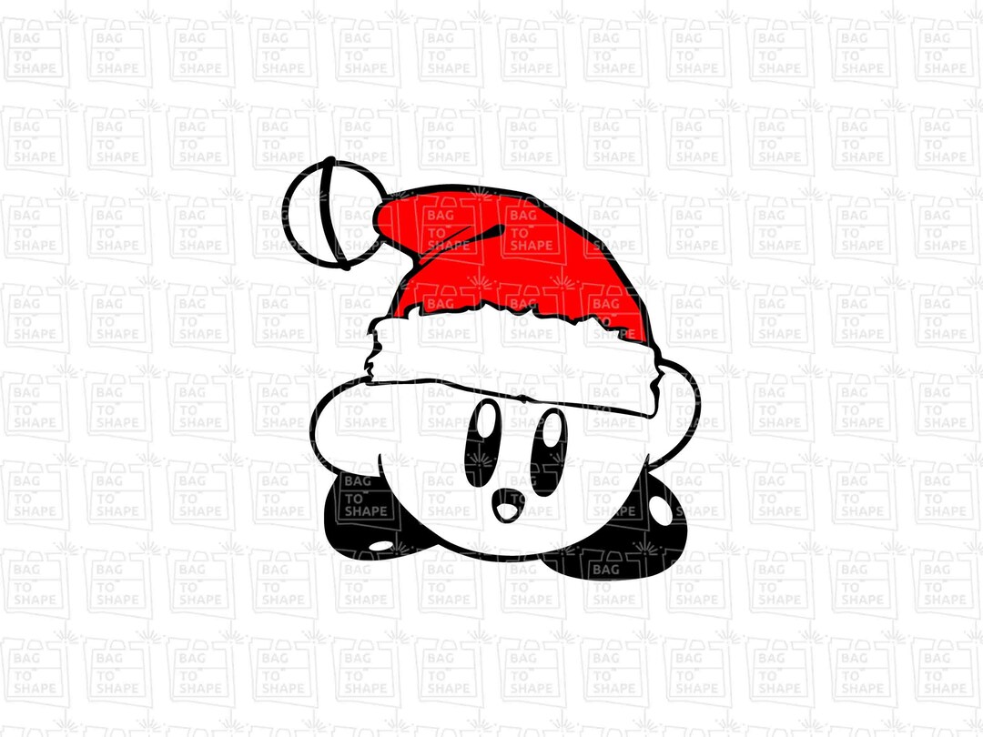 Kirby Santa Hat Original Digital Art New Artwork Svg Png Dxf Download Christmas Svg Etsy