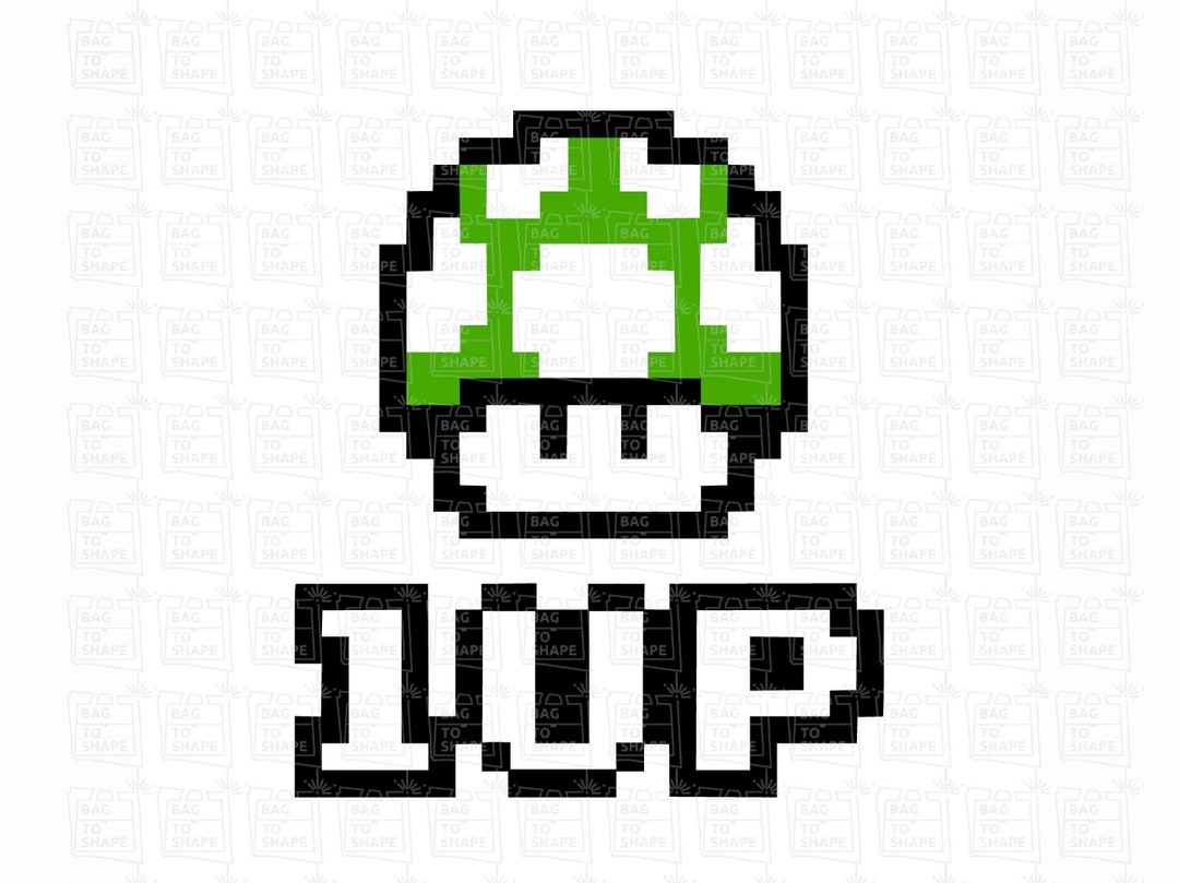 8-bit 1UP Mushroom Digital Art Download SVG JPG PNG Dxf - Etsy