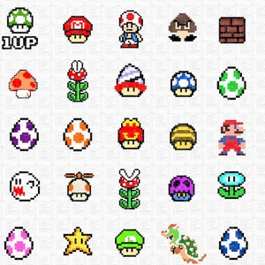 Mario 8 Bit SVG Bundle Super Mario Svg, Mario Kart Svg Files, Mario ...