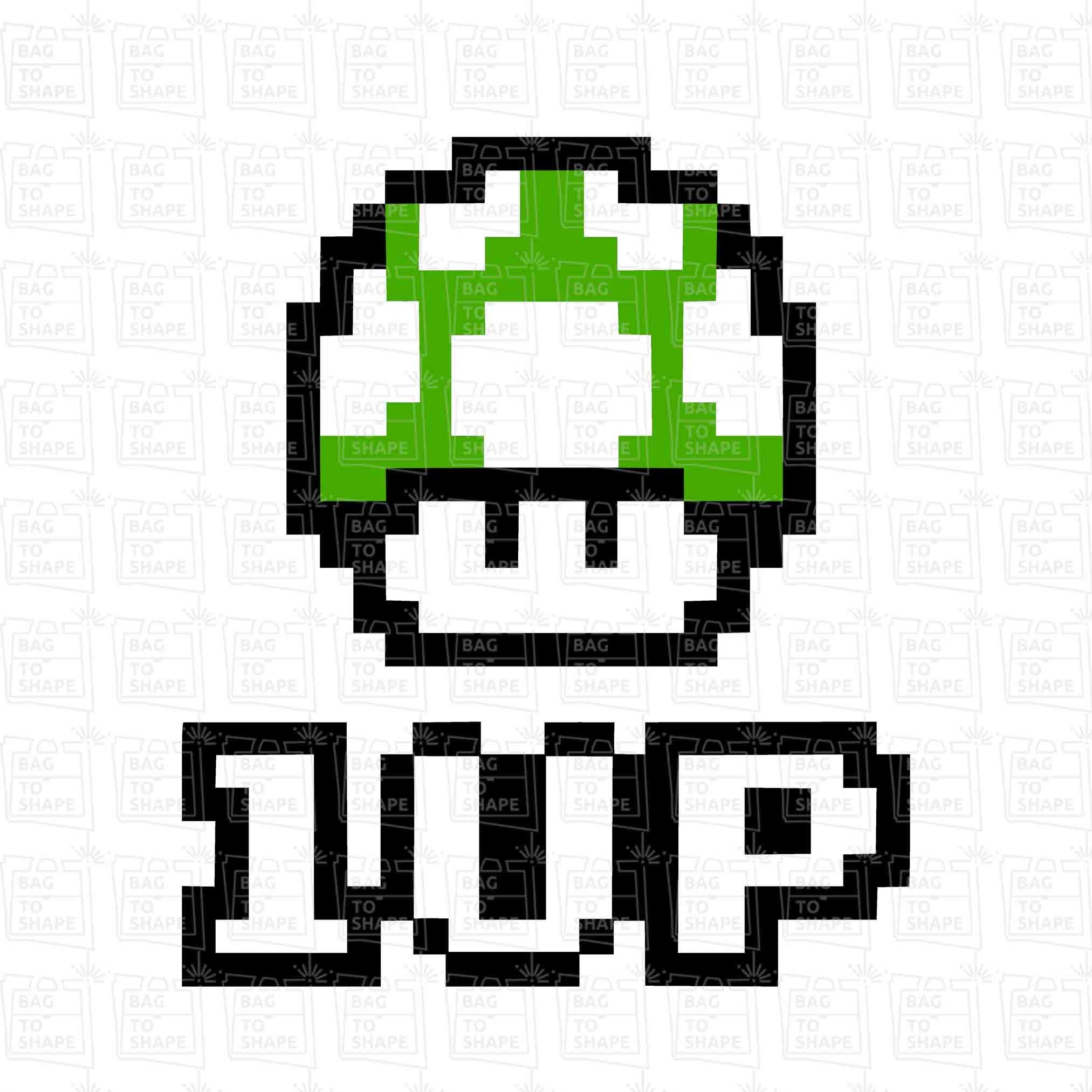 8-bit 1UP Mushroom Digital Art Download SVG JPG PNG Dxf - Etsy