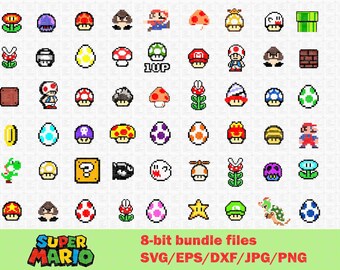Mario SVG Bundle, Mario 8 Bit SVG, Super Mario Svg, Mario Kart Svg ...