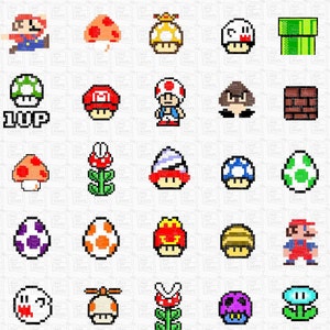Mario 8 Bit SVG Bundle Super Mario Svg, Mario Kart Svg Files, Mario ...