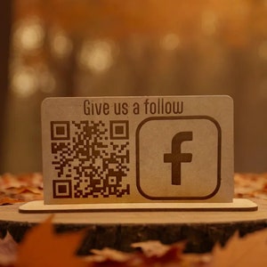 Custom QR Code Sign | Wooden QR Code Stand | Wooden Menu Display ...