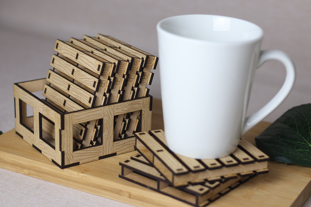 MDF Pallet Coaster Set With Pallet Holder Stackable Coaster Set Man ...