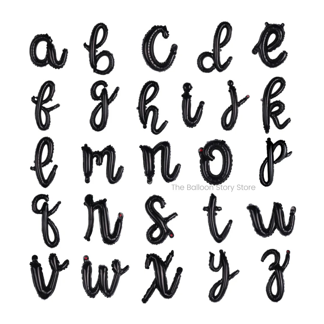 Black Script Letter Balloon Cursive Style Black Letter Balloons Spell ...