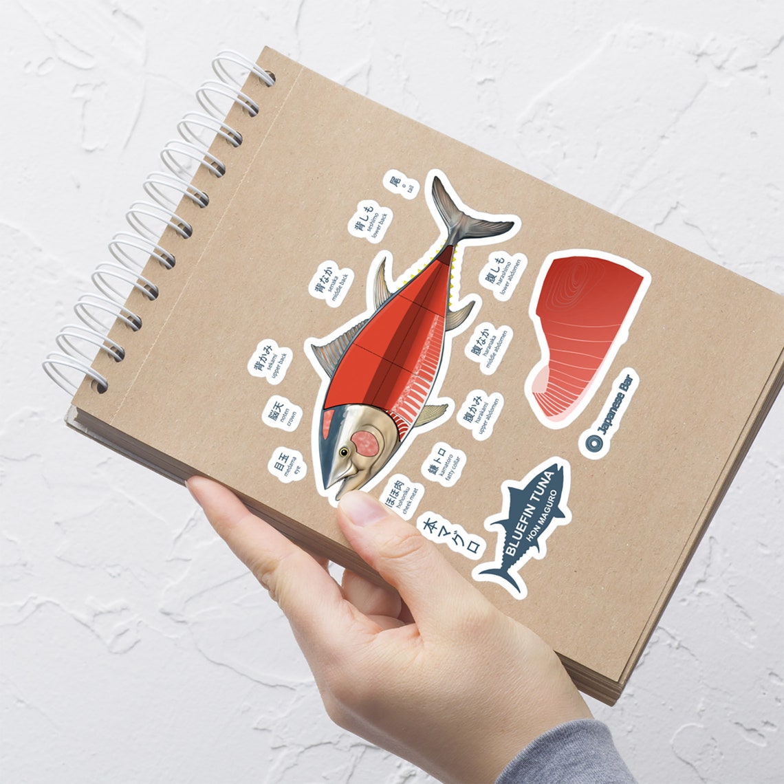 Japanese Bluefin Tuna Sticker Set 16 Tuna Sushi Inspired Stickers ...