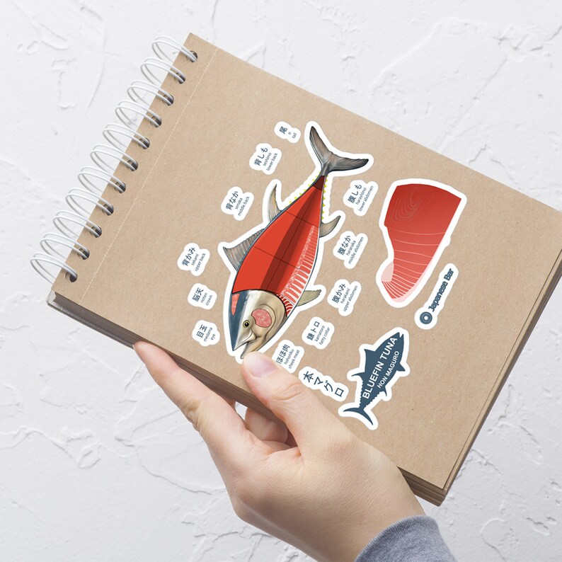 Japanese Bluefin Tuna Sticker Set - 16 Tuna Sushi Inspired Stickers ...