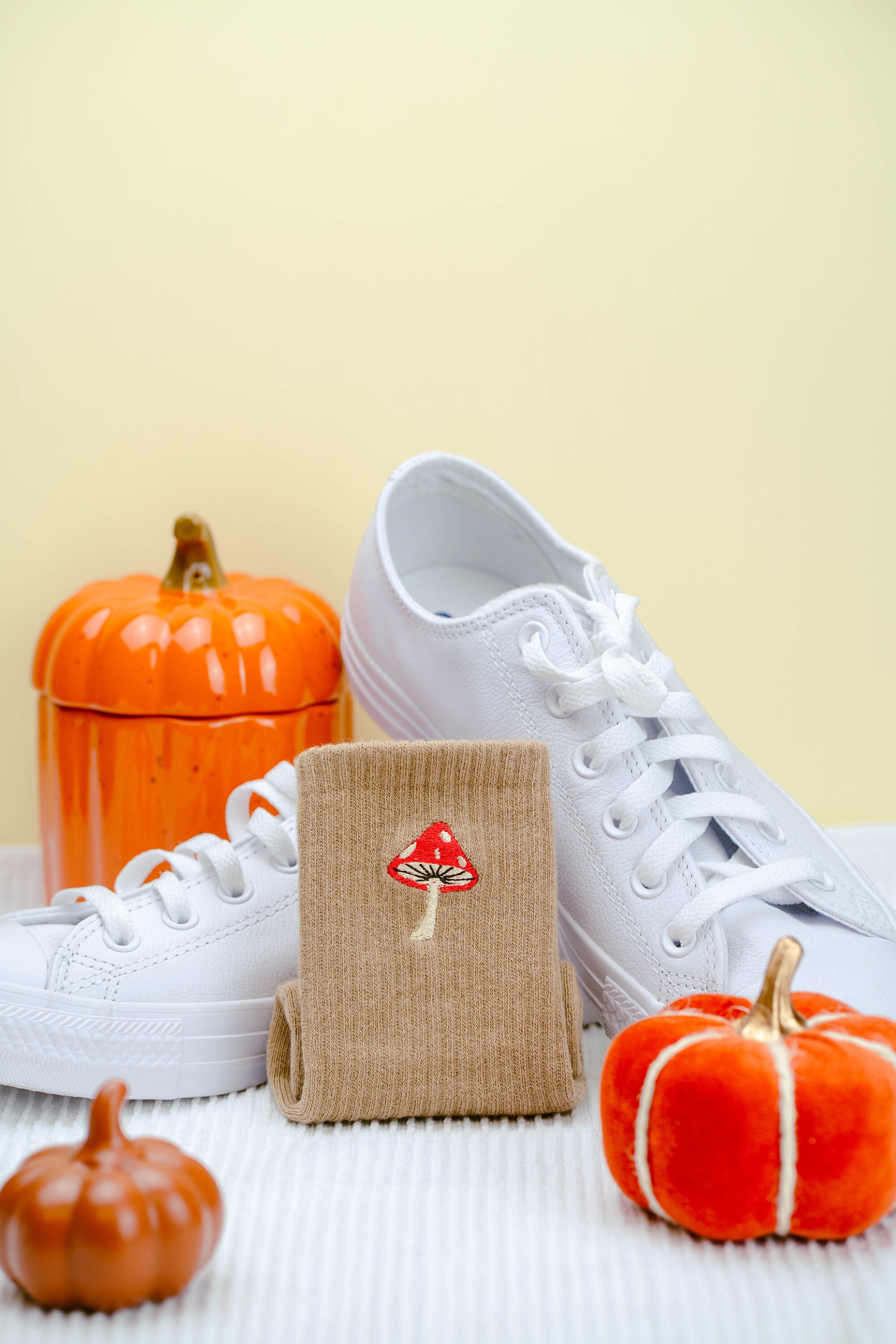 MIX & MATCH Autumn/fall Items Embroidery Beige/neutral Socks, Handmade ...