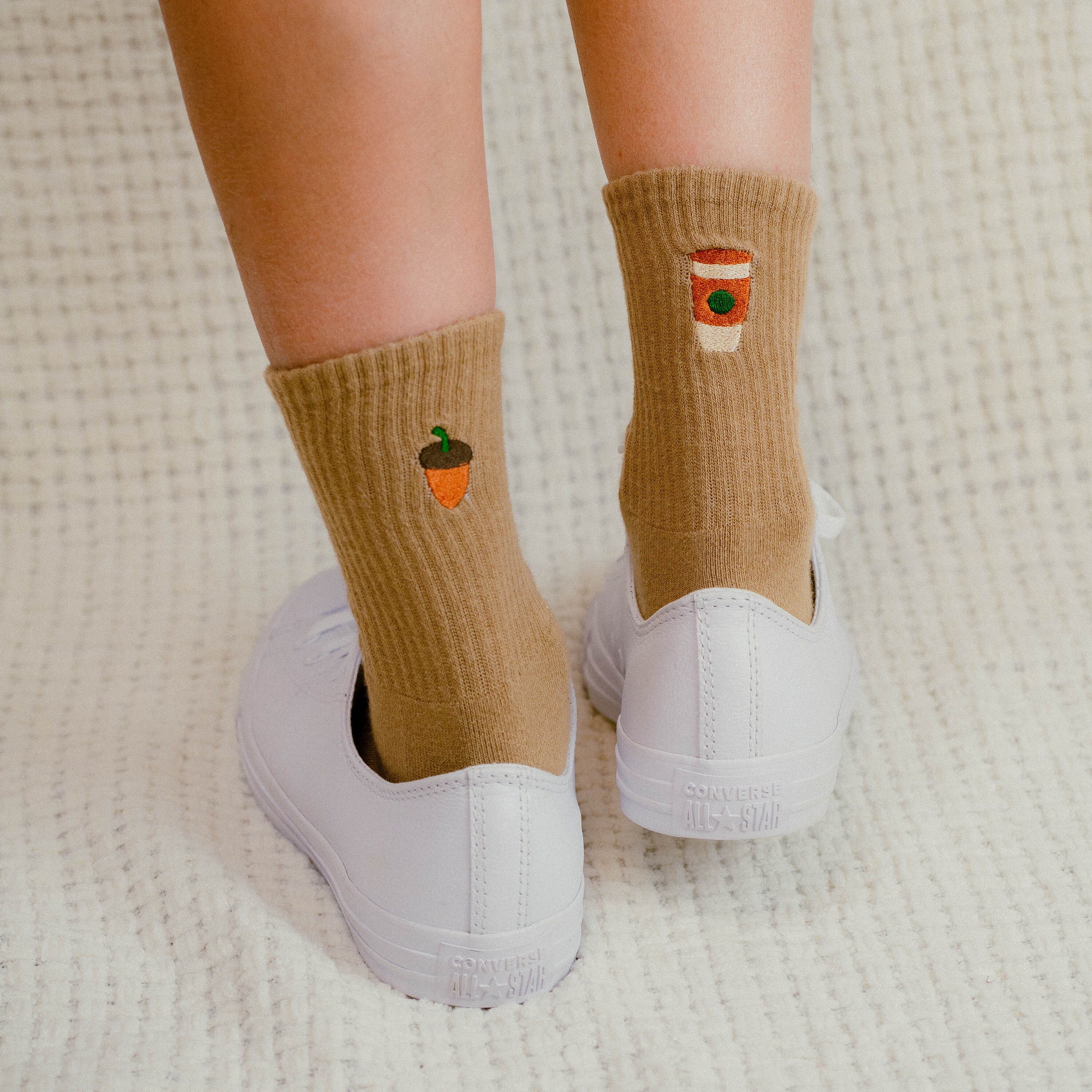 MIX & MATCH Autumn/fall Items Embroidery Beige/neutral Socks, Handmade ...