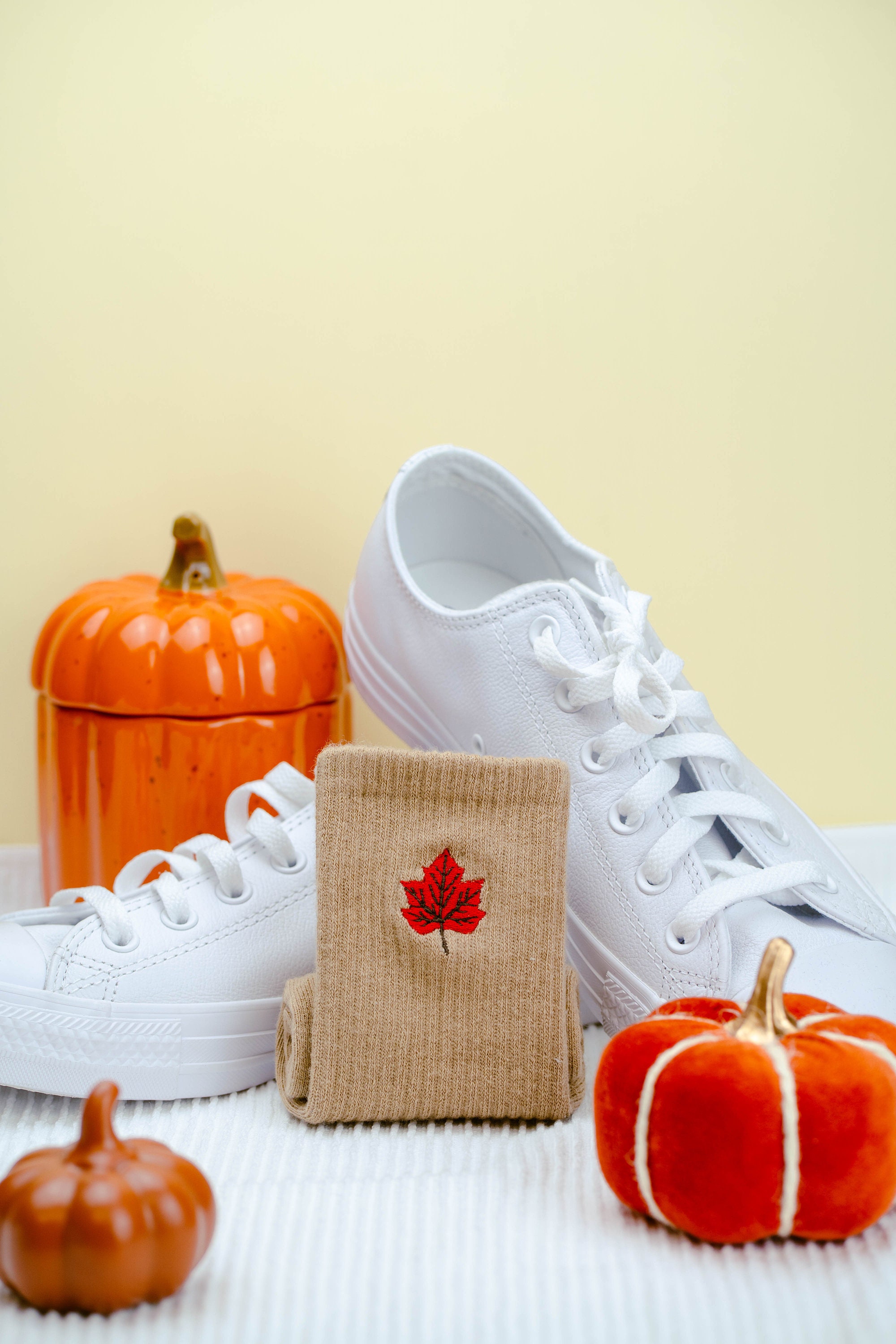 MIX & MATCH Autumn/fall Items Embroidery Beige/neutral Socks, Handmade ...