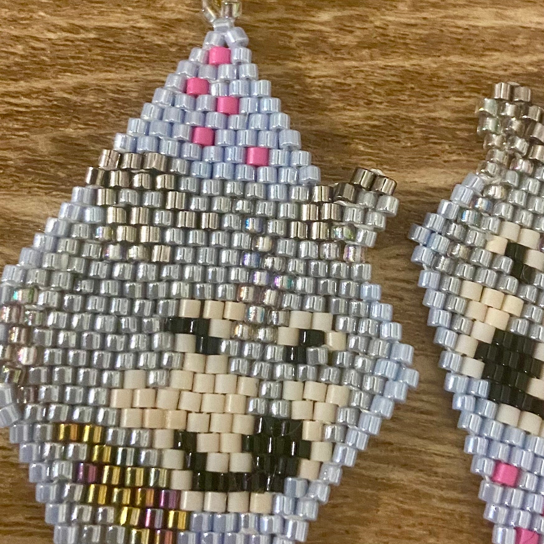 Hand Beaded Earrings, Miyuki Seed Bead Earrings, Wolf Earrings, Long ...