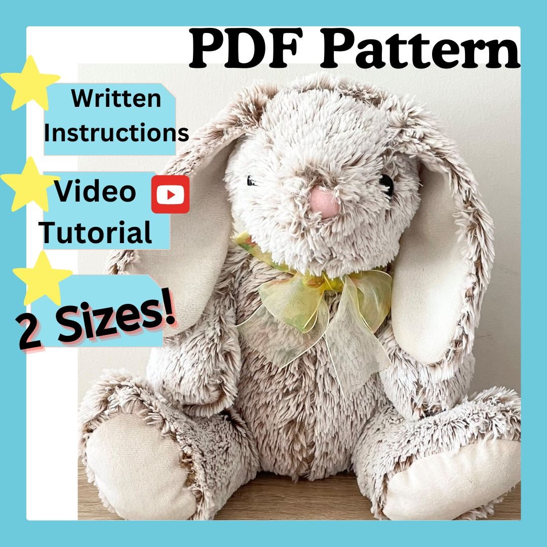 Adorable Bunny Rabbit Plush DIY Pattern (digital File), Written ...