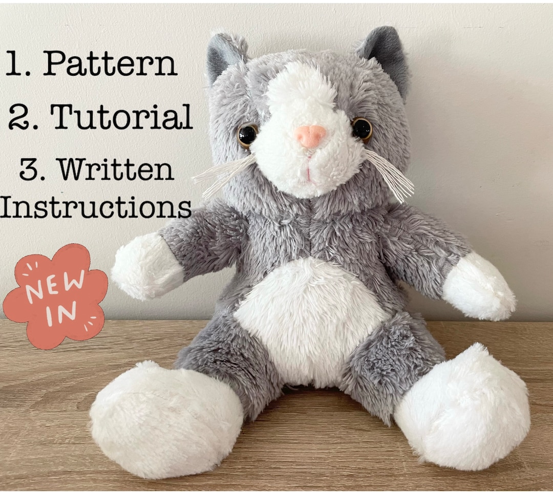 Cutie Cat Plush DIY Sewing Pattern digital File, Written Instructions and Online Tutorial - Etsy UK