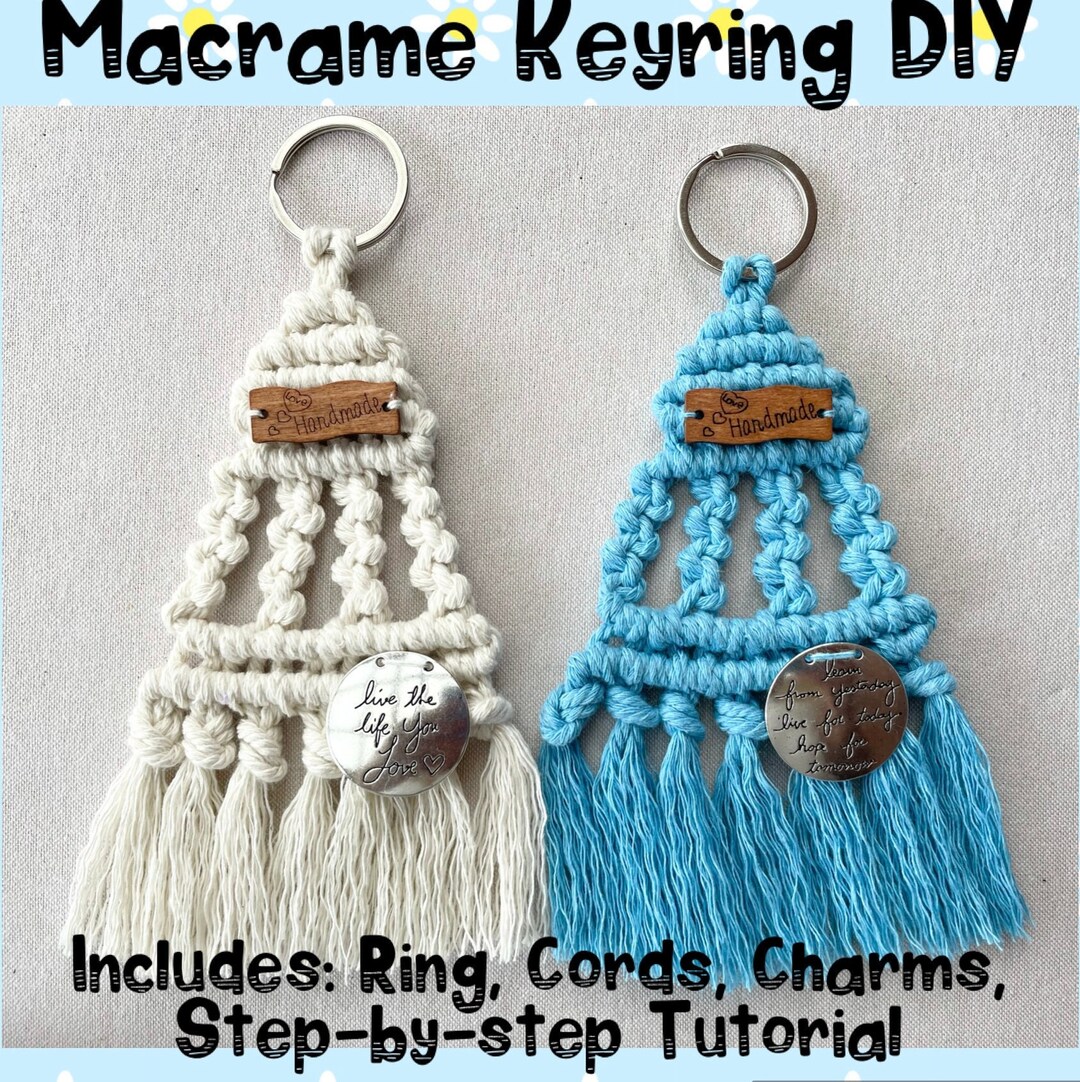 Macrame Handmade Keyring. Beautiful Bell Triangle Shape and Charm (live ...