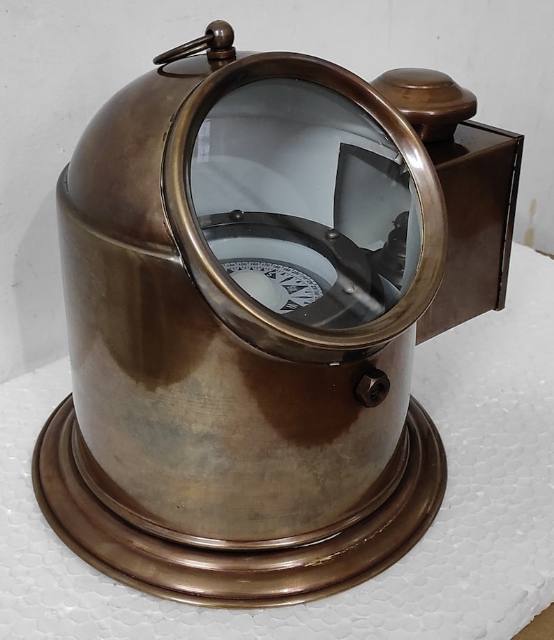 Antique Nautical Gimbal Compass Brass Old Binnacle Maritime for ...