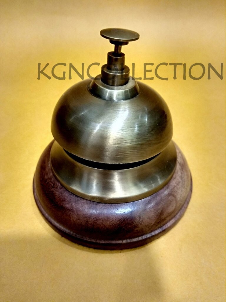 Vintage Brass Office Bell W/ Wooden Base Nautical Bell Office Decor - Etsy