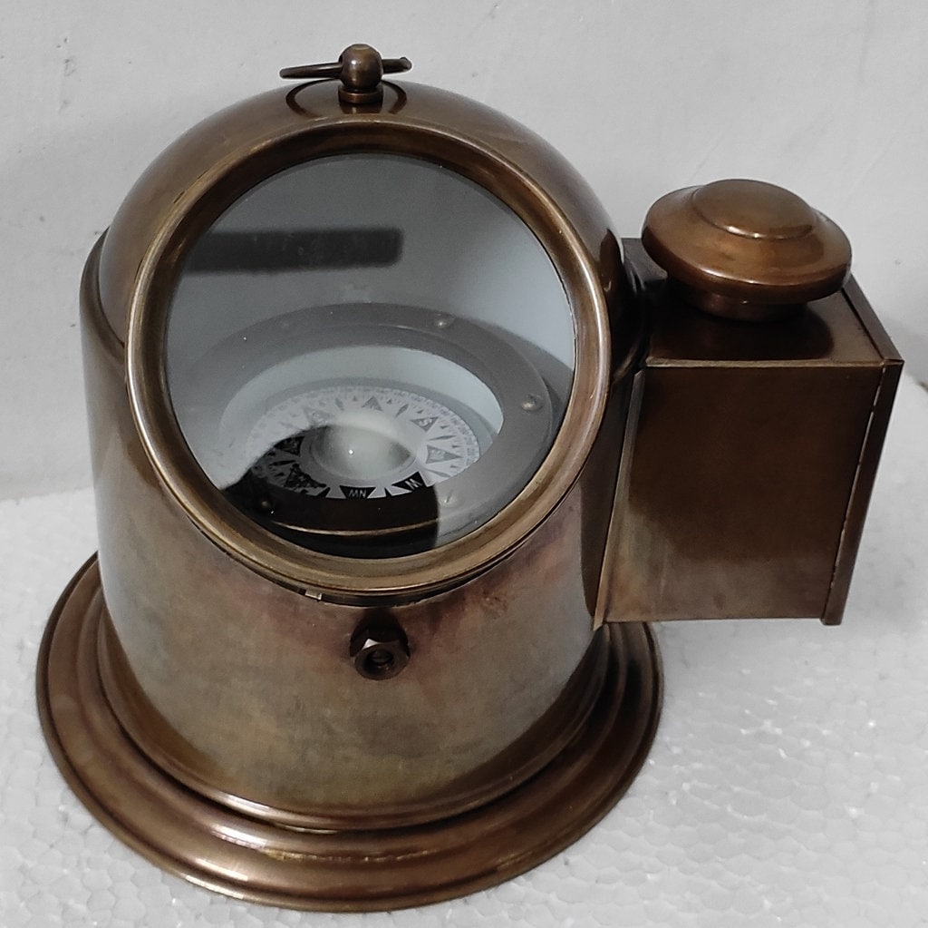 Antique Nautical Gimbal Compass Brass Old Binnacle Maritime for ...