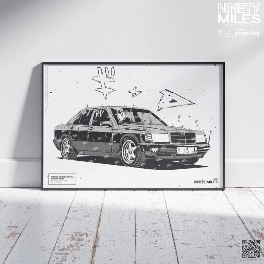 Mercedes Benz W201 190E Print, Poster, Automotive Art, Comic Art - Etsy