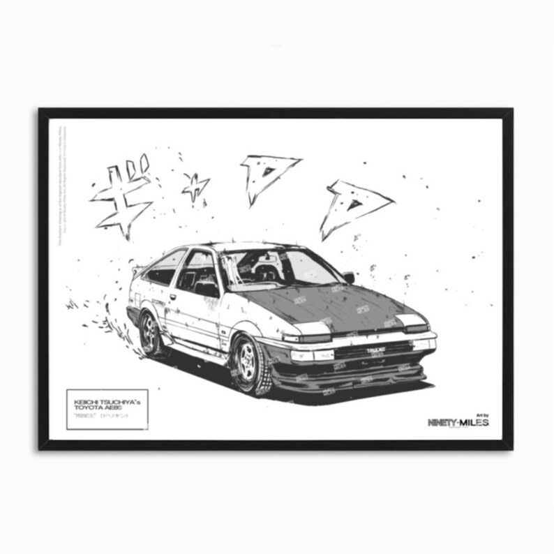 Keiichi Tsuchiya Toyota AE86 Print, Art, Automotive Art, Comic Art - Etsy