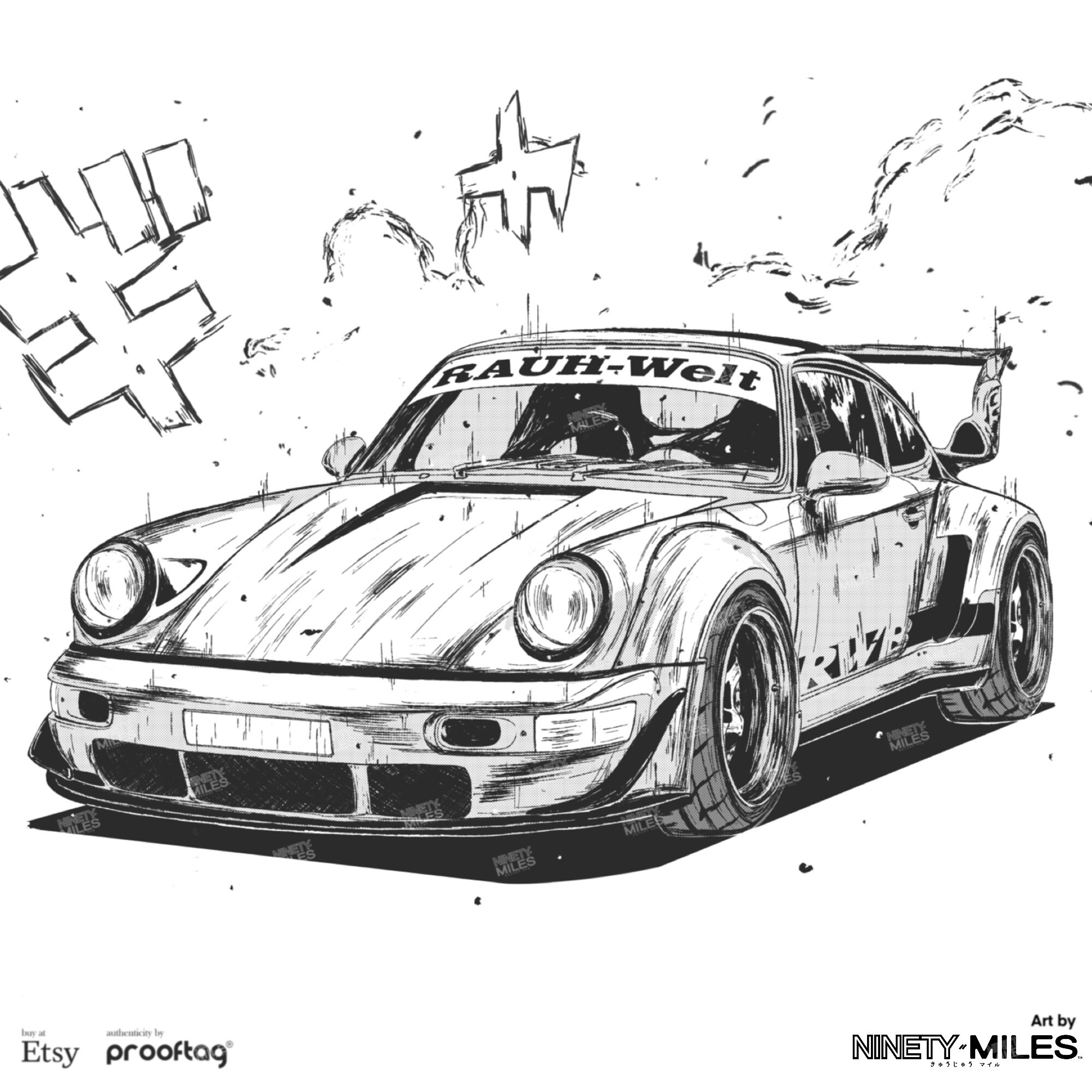 Porsche 911 964 RWB Print, Art, Automotive Art, Comic Art - Etsy