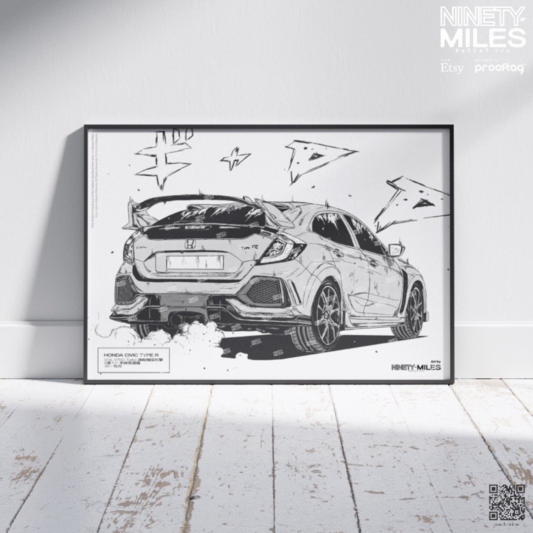 Honda Civic Type R (FK8) Print, Art, Automotive Art, Comic Art - Etsy