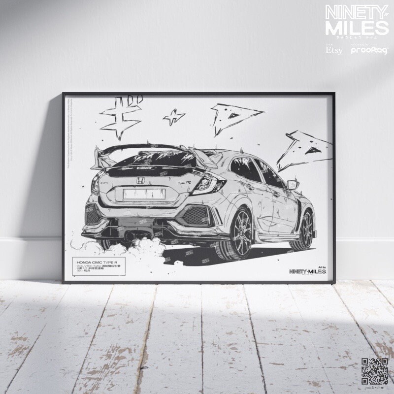 Honda Civic Type R (FK8) Print, Art, Automotive Art, Comic Art - Etsy