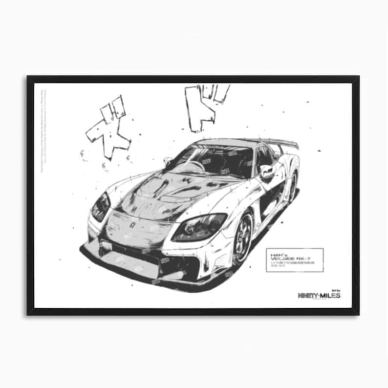 Han's VEILSIDE Mazda RX-7 Print, Poster, Automotive Art, Comic Art - Etsy