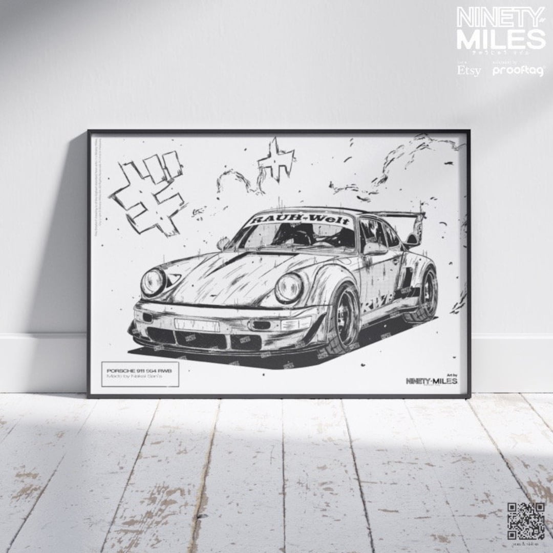 Porsche 911 964 RWB Print, Art, Automotive Art, Comic Art - Etsy