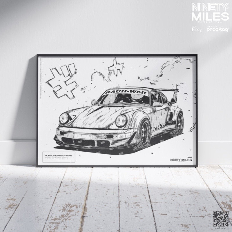 Porsche 911 964 RWB Print, Art, Automotive Art, Comic Art - Etsy