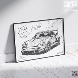 Porsche 911 964 RWB Print, Art, Automotive Art, Comic Art - Etsy