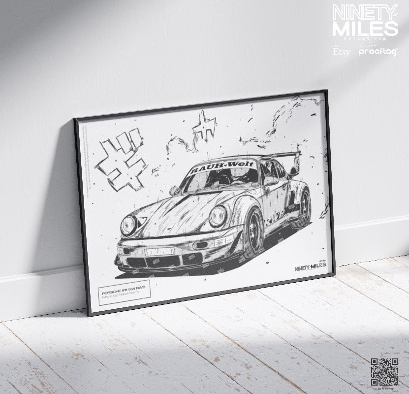 Porsche 911 964 RWB Print, Art, Automotive Art, Comic Art - Etsy