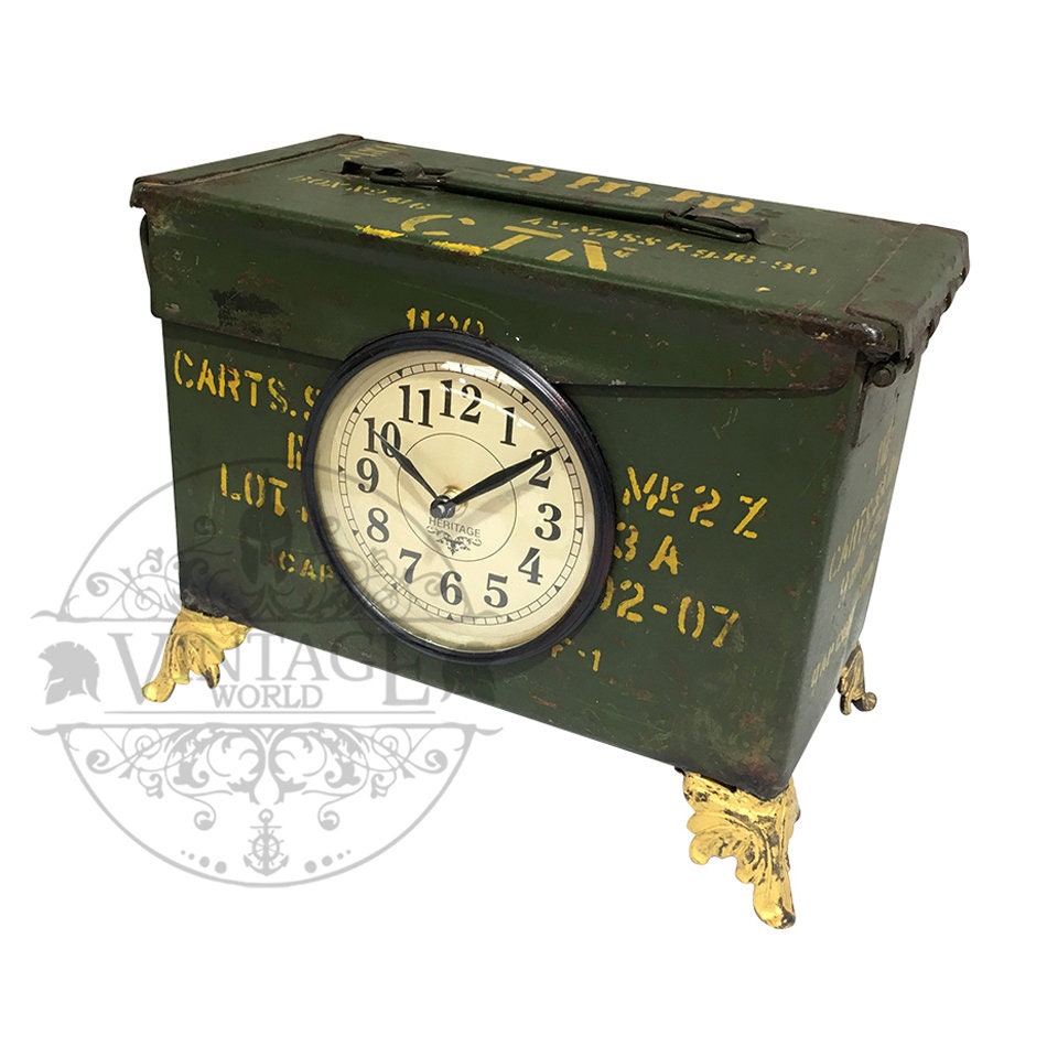 Old Military Tool Box Table Clock Fully Functional AA/AAA Battery ...