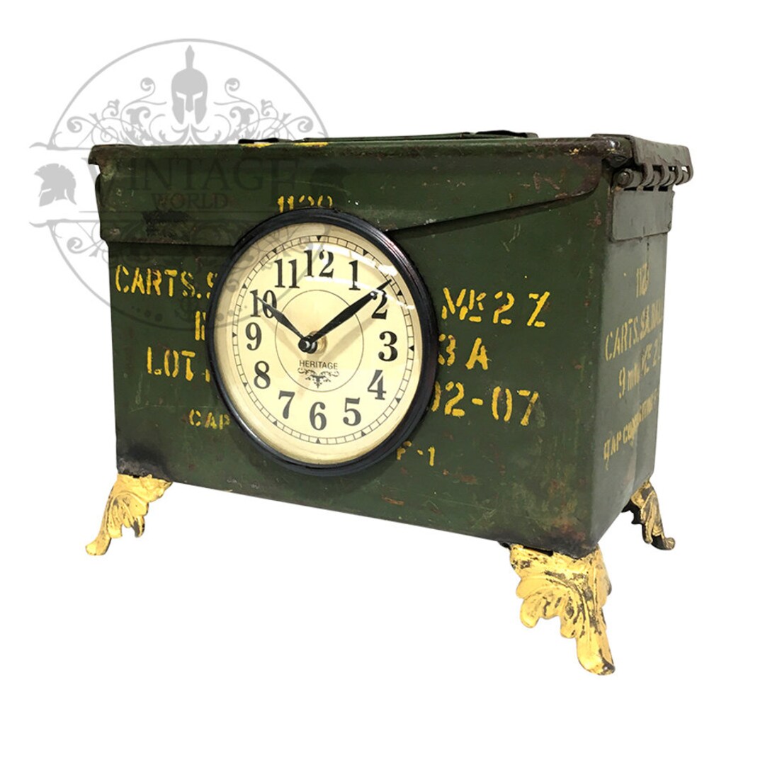 Old Military Tool Box Table Clock Fully Functional AA/AAA Battery ...