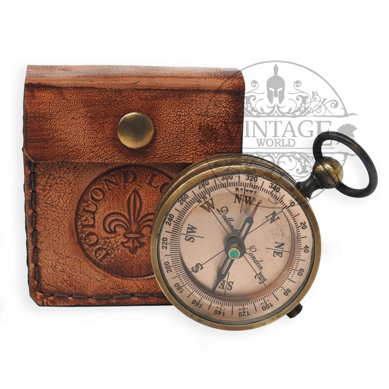 Pocket Compass With Leather Case – DOLLOND COPPER DIAL – 55mm | Fully ...