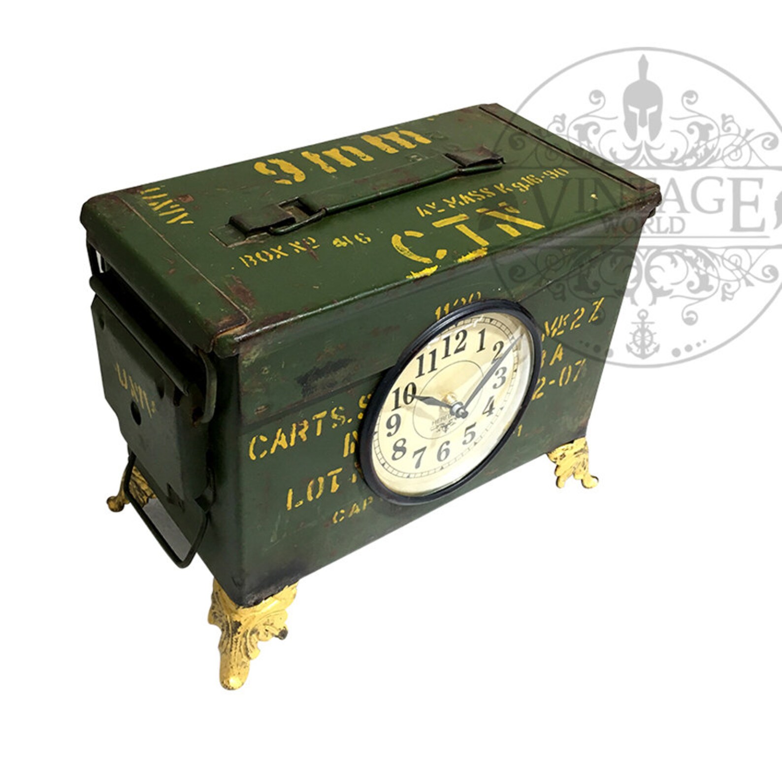 Old Military Tool Box Table Clock Fully Functional AA/AAA Battery ...