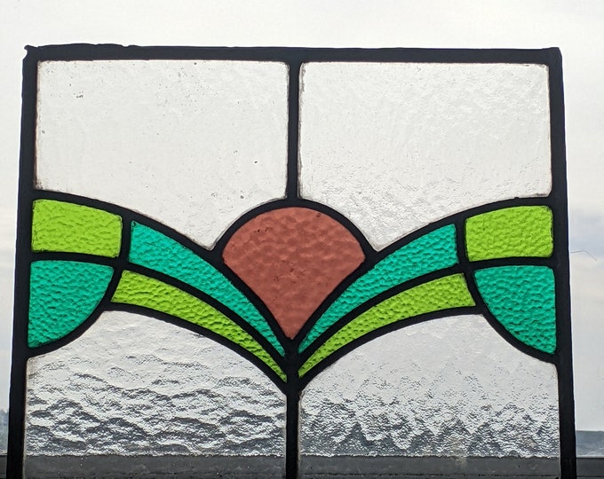 A Compact Vivid Vintage Art Deco Style Stained Glass Panel - Etsy