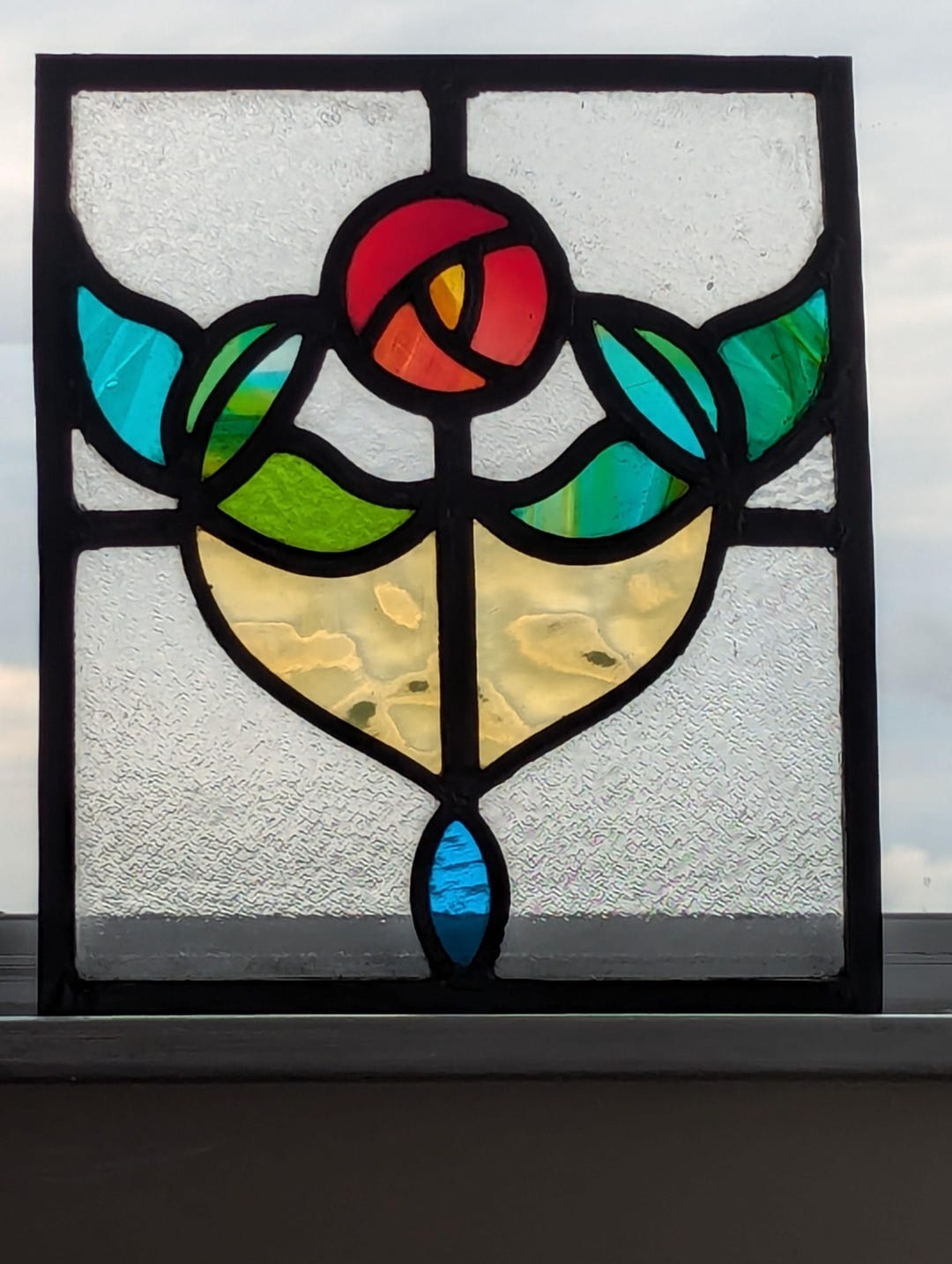 Renovated Bold 1930's Compact Stained Glass Window Panel - Etsy