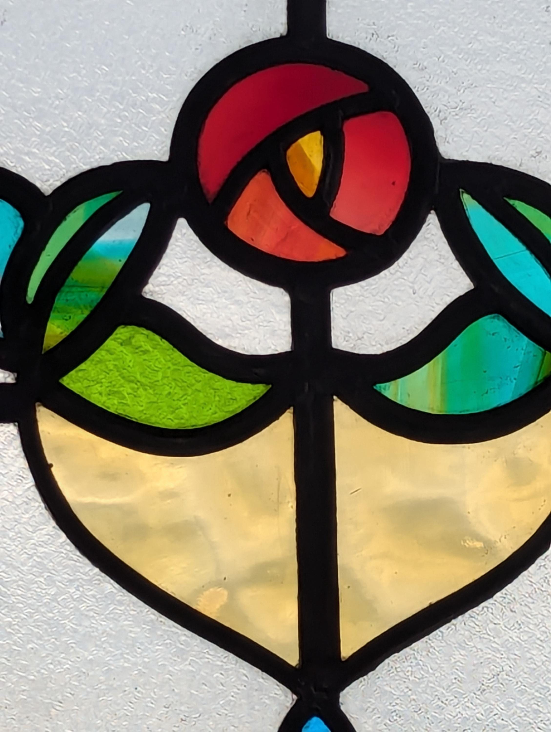 Renovated Bold 1930's Compact Stained Glass Window Panel - Etsy