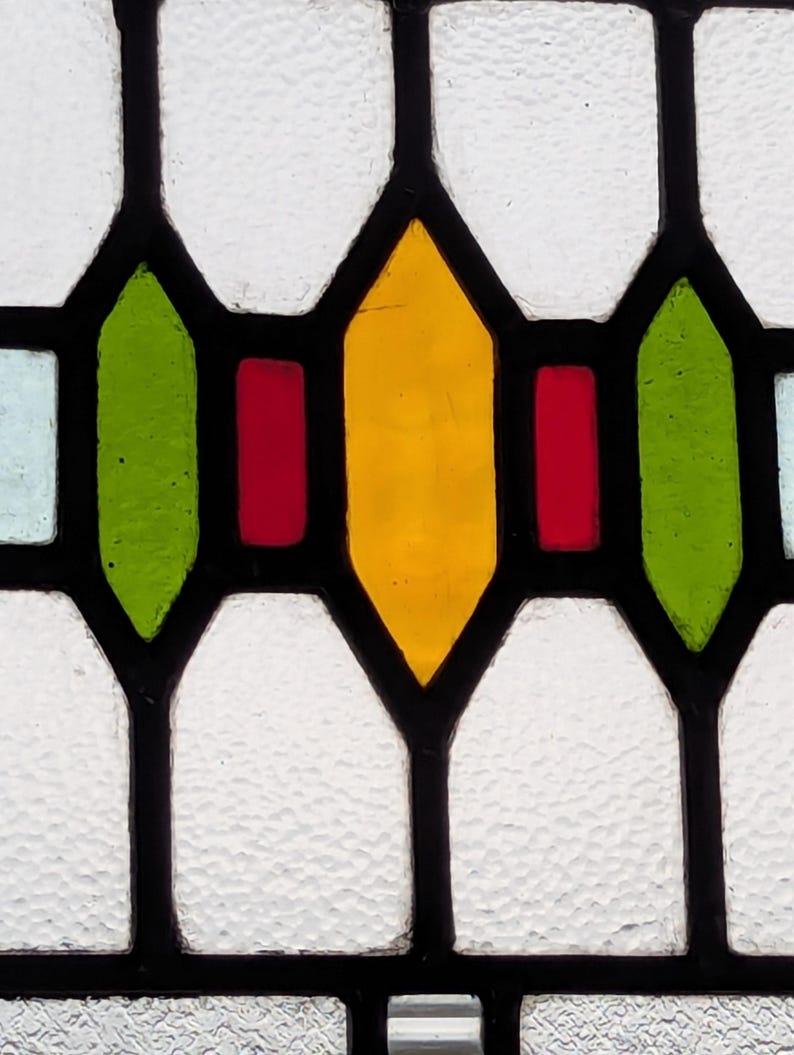 RENOVATED: Outstanding Art Deco 1930's Stained Glass Window Panel 49 X ...