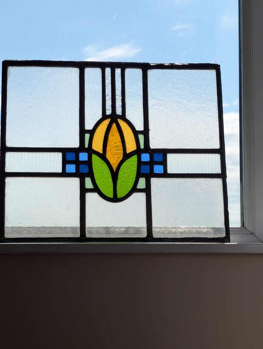 Bold 1930's Art Deco Stained Glass Window Panel - Etsy