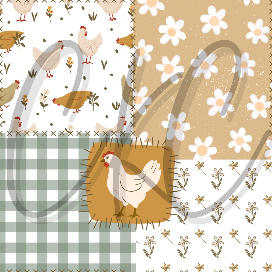 Chicken, Farm, Western Patchwork Seamless File - Etsy
