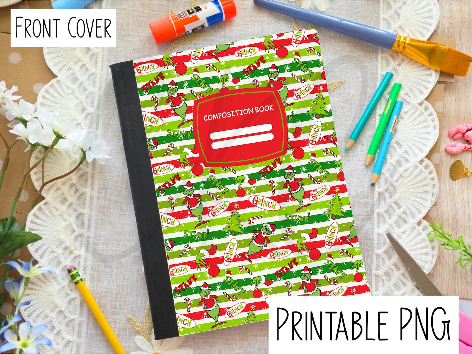 Mean Green Guy Digital File Printable Composition Notebook Cover PNG ...