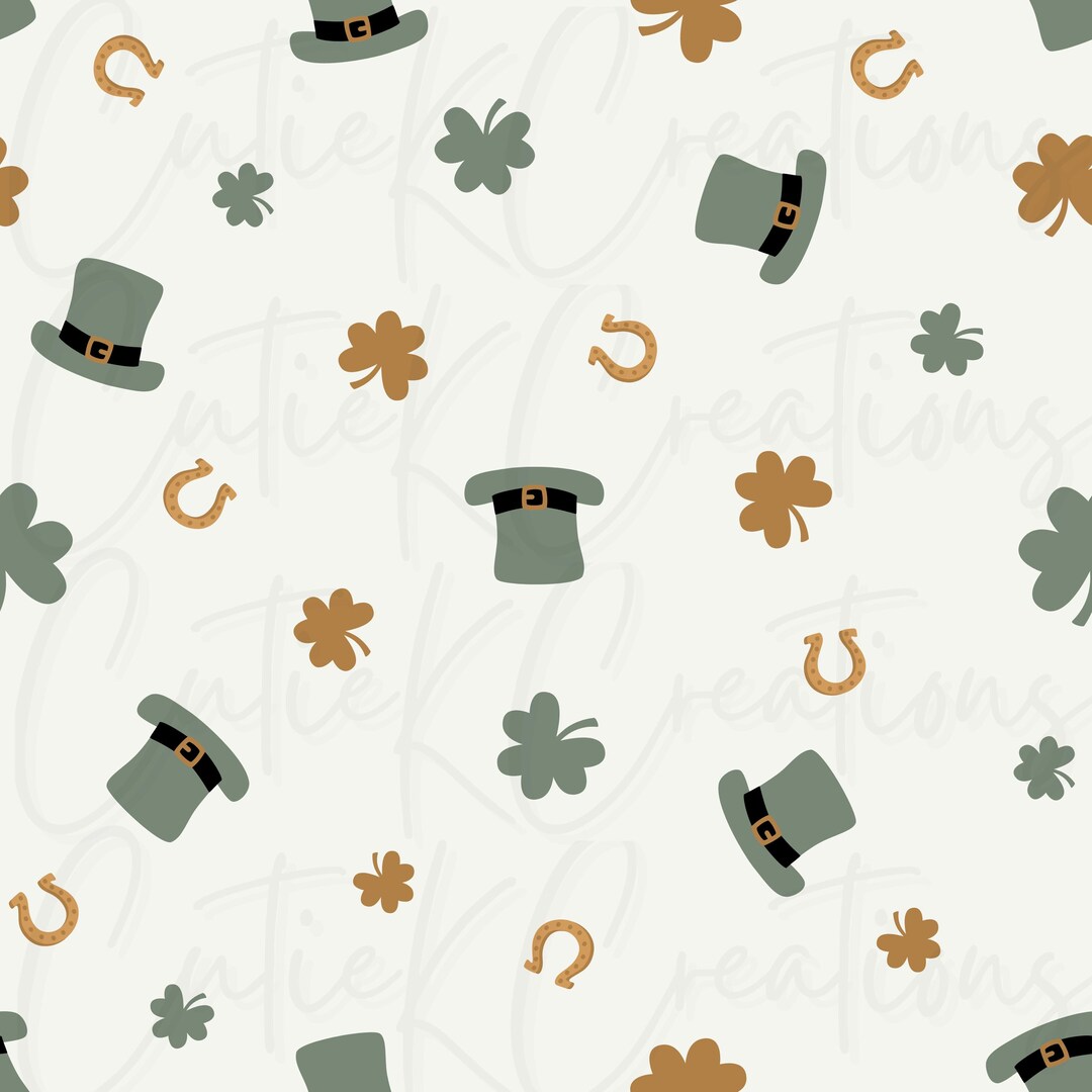 St. Patrick’s Day Neutral Clover and Leprechaun Hat Seamless File - Etsy