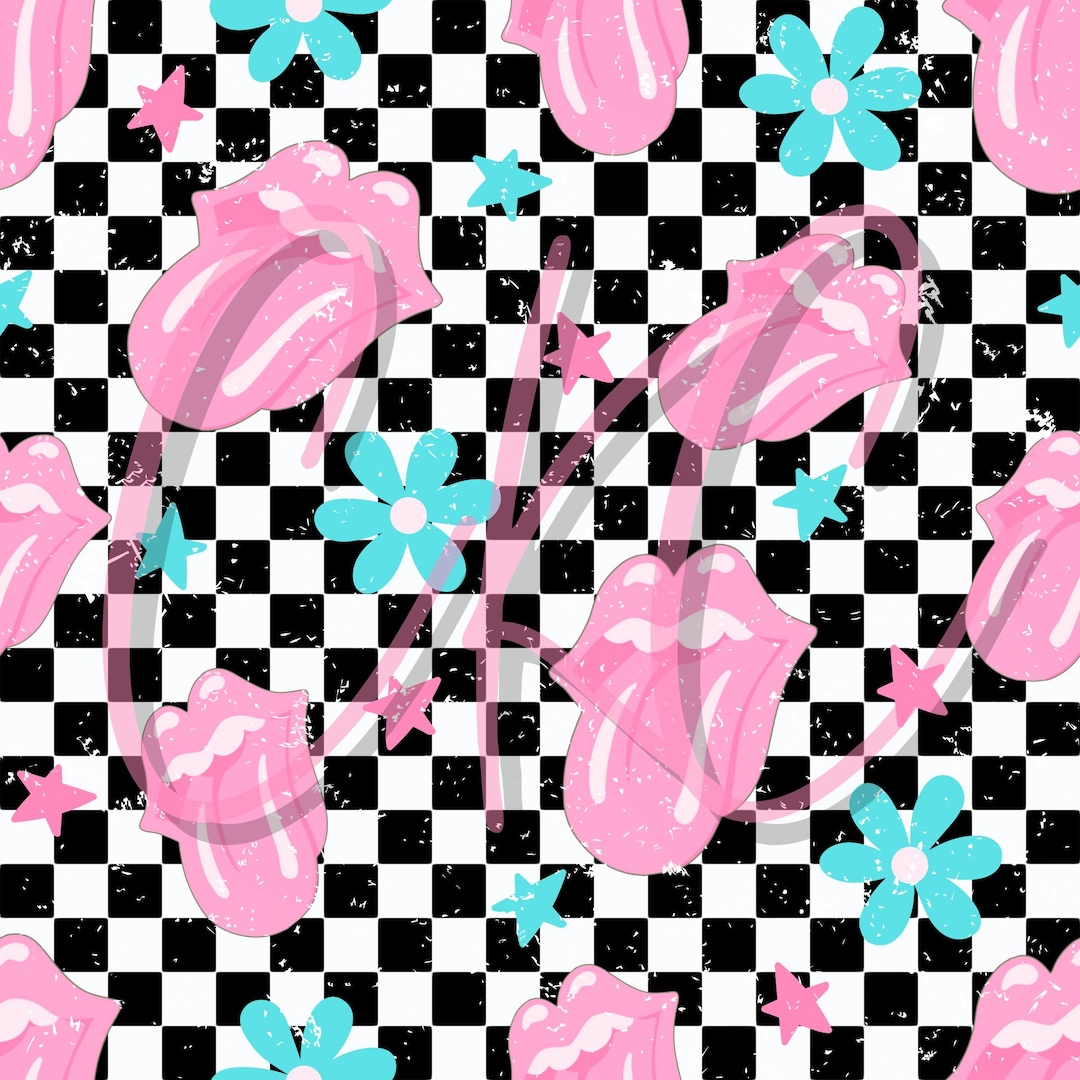 Rock and Retro Checkered Pink Seamless File - Etsy